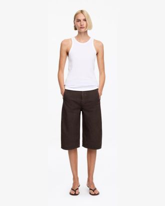 Arket Canvas-Shorts Mit Barrel-Leg -Braun
