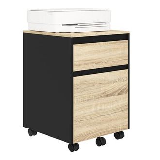 Woltu Caisson de Bureau avec 2 Tiroirs, Armoire à Dossiers sur Roulettes, Meuble de Rangement pour Documents A4, en Bois dIngénierie PB, 40x40x56cm