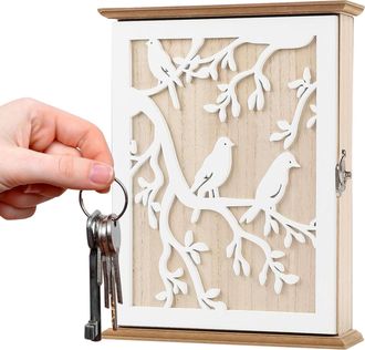 Generico Schl&uuml;sselkasten | Vintage geschnitzt mit 6 Haken, Organizer f&uuml;r Schl&uuml;ssel aus Holz - f&uuml;r Schmuck und kleine Gegenst&auml;nde im Eingang, Wohnzimmer, B&uuml;ro z