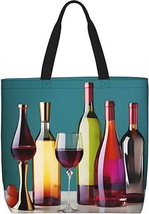 Generic Verres &Agrave; Cocktail Et Bouteilles De Vin Sac Fourre Tout R&eacute;utilisable Sacs De Courses Grand Sac Fourre-Tout Pour Universit&eacute; Plage Travail
