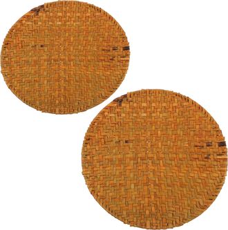 OSALADI 2 St&uuml;ck Handgewebte Platzsets Rund 22cm Isolierende Tischunterlage Hitzebest&auml;ndig Sch&uuml;tzendes Geschirrset f&uuml;r Haushalt und Restaurant