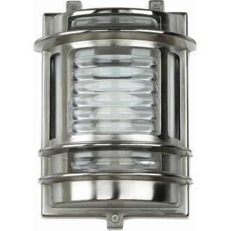 Licht-Erlebnisse Applique dext&eacute;rieur Gracia en laiton couleur chrome en forme de lanterne dans le style rustique H:22cm E27 - Nickel mat, Clair/Transparent