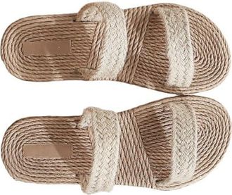Yarnow Sandales Plage Femme Plates Style Naturel Confortables et L&eacute;g&egrave;res pour Tongs Mode Flat Slippers Design Chic pour Sorties Plage et Maison