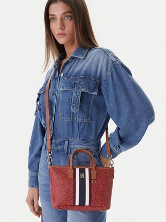 Tommy Hilfiger Handtasche Tommy Hilfiger Th Monoplay Mini Tote Stripe Le AW0AW18389 Rot