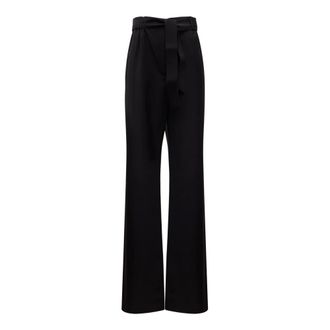 Max Mara Pantalon Large en Laine Pure - Femme - Pantalons - Noir - Taille: 34 FR