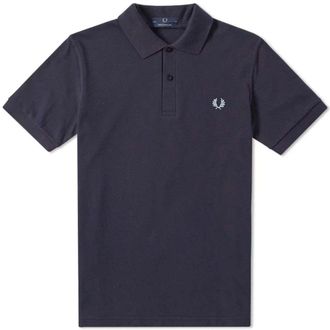 Fred Perry Homme, Tops, Bleu, Taille: 4XS Polo uni original en marine & glace