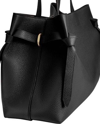Yuzefi Womens Tote Bag Gyoza Black Leather Handbags Hand