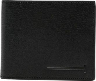 Tom Ford Homme, Accessoires, Noir, Taille: ONE Size Portefeuille classique &agrave; deux volets allong&eacute; T Line en cuir grain&eacute; souple