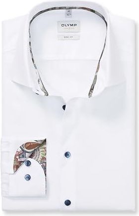 Olymp Level Five Chemise à manches longues pour homme, fausse unie, 366, niveau 5, coupe corporelle (15.05.2015 - F16), 21 New York Kent-2, Blanc 00, 44