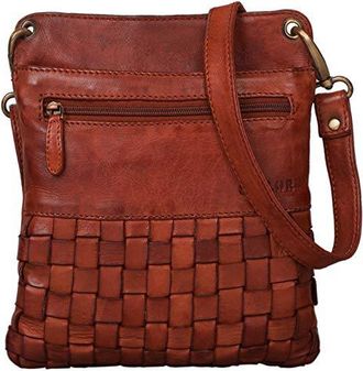 STILORD Sophie Sac à lÉpaule pour Femme Petite Sacoche Cuir Sac à Main Besace Sac en Bandoulière Tressé Vintage Pochette Soirée, Couleur:Cognac - Used