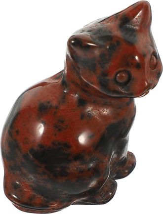 SOLUSTRE Mini Kristall Katzenfigur Tischdekoration Nat&uuml;rliche Rote Jaspis Gl&uuml;ckskatze Skulptur Handgefertigt Wohnaccessoire Geschenkidee