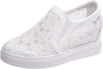 Generic Chaussures compens&eacute;es minimalistes de couleur unie pour femme - Mocassins en maille ajour&eacute;e - Hauteur invisible - Chaussures d&eacute;contract&eacute;es respirantes