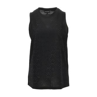 Emporio Armani Femme, Tops, Noir, Taille: 42 FR D&eacute;bardeur Merceris&eacute; avec Strass