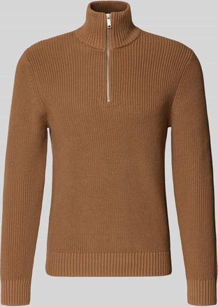 Mc Neal Slim Fit Strickpullover aus reiner Baumwolle mit Troyer-Kragen