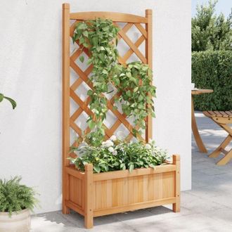 vidaXL Vidaxl - Jardini&egrave;re avec treillis marron bois massif de sapin