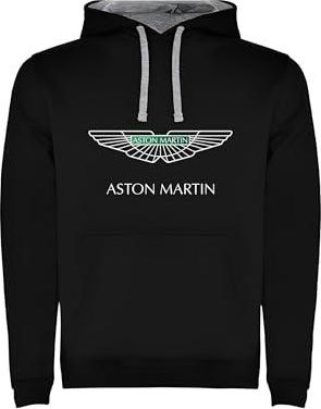 Generico Aston Martin Sweat à Capuche Logo Noir Bicolore Homme Tailles S M L XL XXL, Noir, XXL