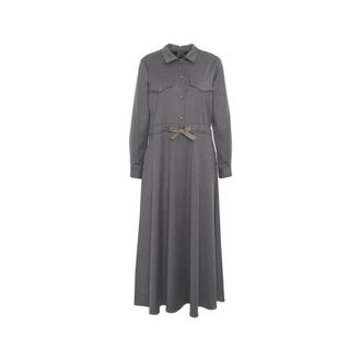 OBL&Ograve; Femme, Robes, Gris, Taille: 42 FR Robe Midi &agrave; &agrave; la Taille