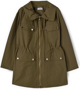 Motivi Femme, Manteaux, Vert, Taille: 38 FR Parka &agrave; cordon de serrage en coton m&eacute;lang&eacute;