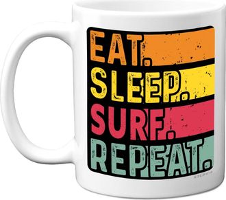 Stuff4 Geburtstagstasse, Geschenke für Männer und Frauen, Sie - Essen, Schlafen, Surfen, Wiederholen - lustiges Happy Birthday-Geschenk für Windsurf-Liebhabe