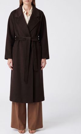 Elisabetta Franchi Long manteau peignoir en pure laine avec ceinture &agrave; la taille