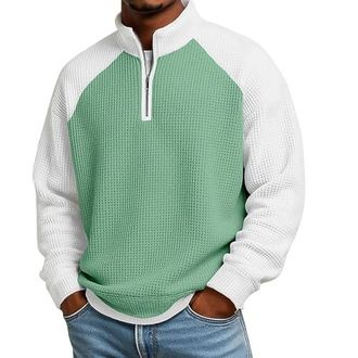 Generico Sweat &agrave; capuche pour homme sans capuche avec fermeture &eacute;clair 1/4 col semi-haut, pull d&eacute;contract&eacute; &agrave; manches longues en coton pour salle de sport, lois