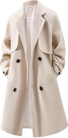 Generico Manteau pour homme &agrave; double boutonnage &agrave; veste longue d&eacute;contract&eacute;e avec coupe large pour usage quotidien, trench chaud, large trench long de l&eacute;l&eacute;gance