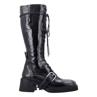 Miista Botte haute Iwona &agrave; lacets - Femme - Chaussures - Noir - Taille: 39 EU