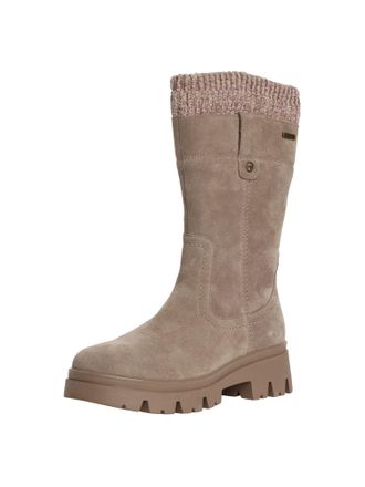 Tamaris COMFORT Damen Stiefel ohne Absatz mit Rei&szlig;verschluss und Stoffbund Flach Comfort Fit, Braun (Taupe), 38 EU