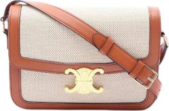 Celine Sac bandouli&egrave;re classique Triomphe en toile et cuir Pre-owned - Femme - Pre-owned - Beige - Taille: ONE Size