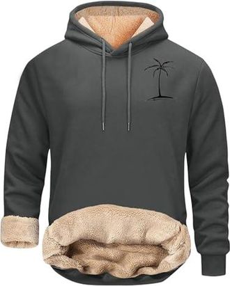 Generic Sweat à capuche en peluche pour homme - Confortable et moelleux - Imprimé tendance - Pour la vie quotidienne - Cadeau de Noël, gris foncé, 5XL