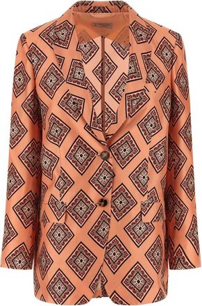 Alberto Biani Femme, Vestes, Rose, Taille: 36 FR Blazer en soie &agrave; simple boutonnage