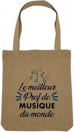 Fabulous Sac Shopping Tote Bag Aspect Lin - Le Meilleur Prof de Musique du Monde College Lycee Conservatoire Instrument - Sac de Courses Toile Epaisse 360g Bei