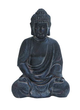 Deco 79 Large Whitewashed Black Clay Buddha Statue Table Decor, 8 x 12