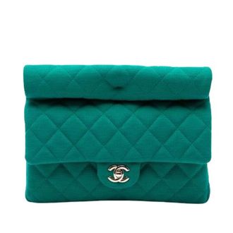 Chanel Pre-owned Quilted Jersey Clutch Bag - - Pre-owned - Damen - Gr&uuml;n - ONE SIZE