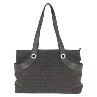 Bulgari Pre-owned Logo Mania Lolita Canvas Leather Shoulder Tote Bag - Femme - Pre-owned - Brun - Taille: ONE Size