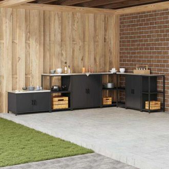 vidaXL Vidaxl - tag&egrave;re de rangement de cuisine avec &eacute;tag&egrave;re Noir Acier