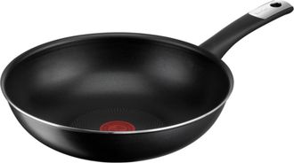 T-fal C38819 Hard Titanium Essential Wokpfanne 28 cm, Antihaftversiegelung mit Titanpartikeln, Thermo-Signal Temperaturanzeiger, sp&uuml;lmaschinengeeignet, Made