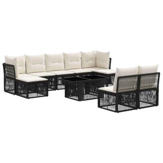 vidaXL Set Divano Da Giardino 10 Pz Nero Polyrattan Vidaxl