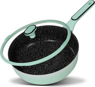 STONELINE Sauteuse 28 cm, poêle en aluminium die-cast haute, Revêtement Antiadhésif avec de vraies particules de pierre, adaptée à lInduction et au Four, Couleu