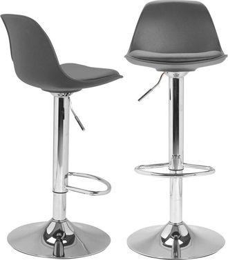IDMarket Idmarket - Lot de 2 tabourets de bar karl design gris