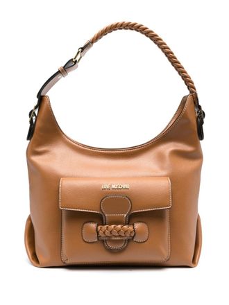 Love Moschino sac port&eacute; &eacute;paule &agrave; plaque logo - Marron