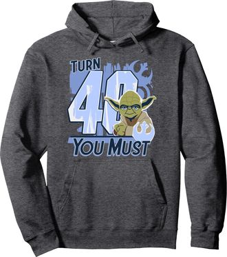 Star Wars Yoda Turn 40 You Must Rebel Logo Portrait Pullover Hoodie