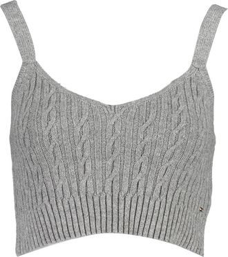 Tommy Hilfiger Femme, Pulls, Gris, Taille: 34 FR Cable Knit Crop Top