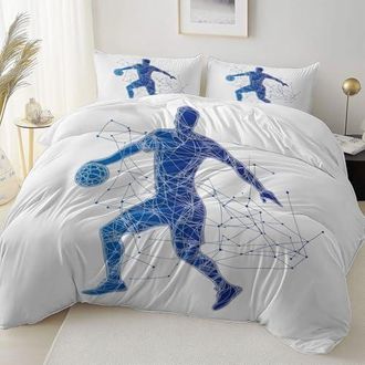 Generic Sets Housse de Couette 200 x 200 cm avec 2 doreiller, Respirant et super doux microfibre bross&eacute;e Parure de Lit - Simple Lignes G&eacute;om&eacute;trie Handball impr