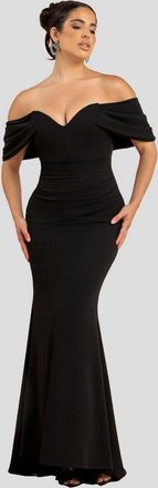 Goddiva Maxikleid Off The Shoulder Draped Sleeve Maxi Dress langes Kleid