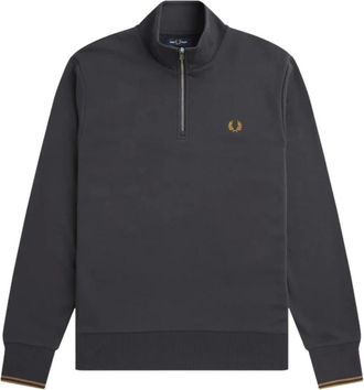 Fred Perry Homme, Sweatshirts et sweats à capuche, Gris, Taille: L Felpa Mezza Zip