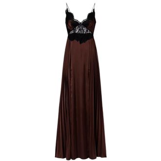 Self Portrait Maxikleid aus Georgette mit Carmen-Ausschnitt - - Dresses - Damen - Braun - S