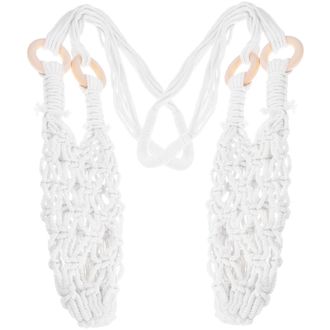 NUOBESTY 2 St&uuml;ck Weinflaschenhalter aus Baumwollseil 74cm Wei&szlig; H&auml;ngender Netzbeutel f&uuml;r Weinflaschen Aufbewahrung Wanddekoration K&uuml;chenbedarf