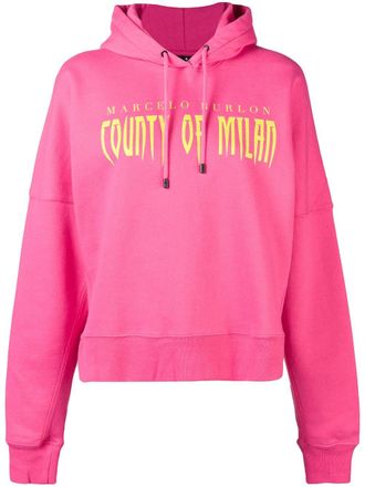 Marcelo Burlon sweat &agrave; capuche et logo - Rose