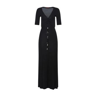 Altuzarra Schwarzes Kleid mit Kurzen &Auml;rmeln und Ger&uuml;schtem Finish - - Dresses - Damen - Schwarzk - L